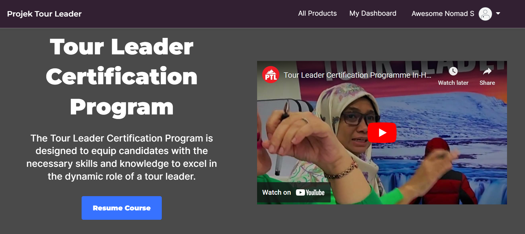 PTL Online LMS – Projek Tour Leader